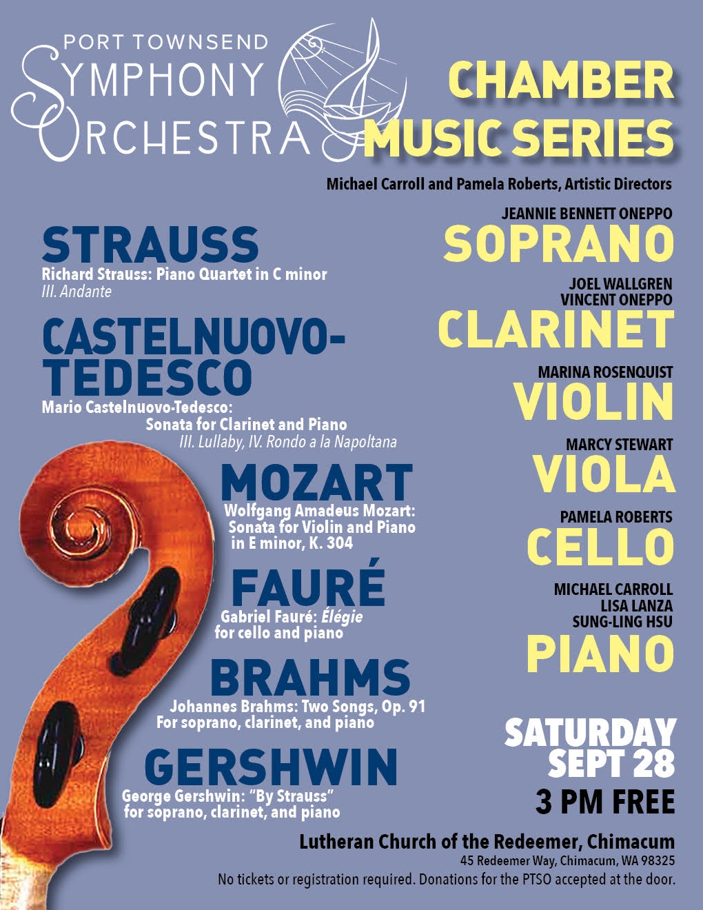 Poster for September 28, 2025 PTSO Chamber Music Series - Port Townsend ...